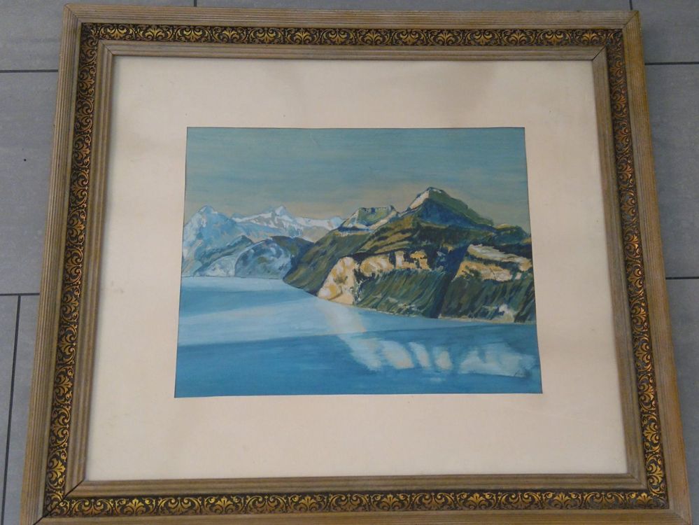Landschaft Berg mit See, Bild antik gerahmt (Gebraucht) in Luzern für ...