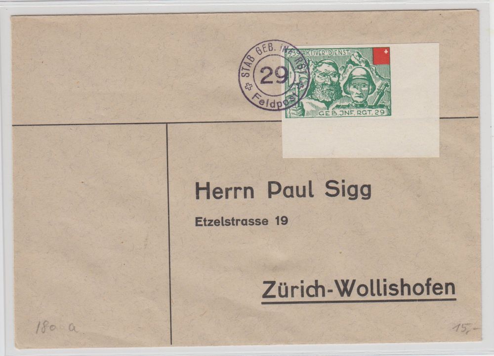 Militärbrief Mit Soldatenmarke Infanterie (Gebraucht) in Herrliberg für ...