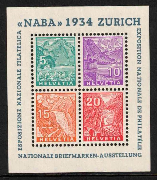 1934 Naba-Block W1, postfrisch **, ab 1.- (Neu (gemäss Beschreibung)) in Nuglar für CHF 1 – mit ...