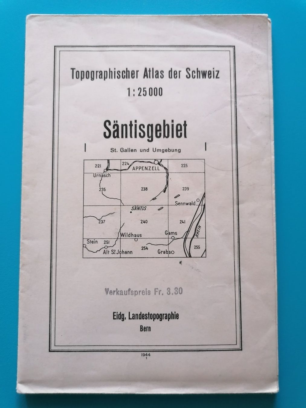 Säntisgebiet Jg.1944 🌞1:25'000 Landeskarte der Schweiz (Gebraucht) in Emmenbrücke für CHF 9.9 ...
