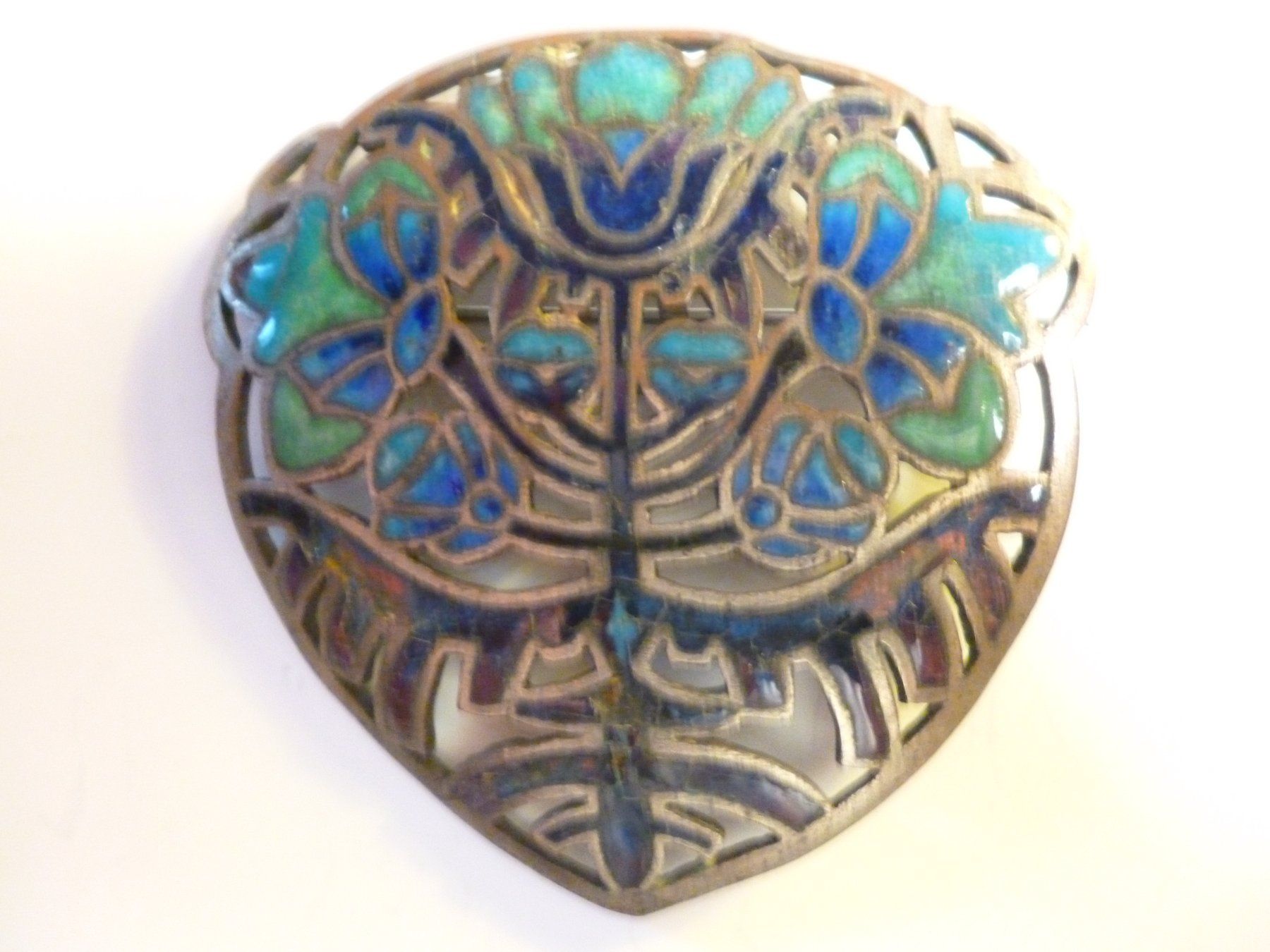 Ancienne grande broche émaillée Art Nouveau - Art Déco (D'occasion) à ...
