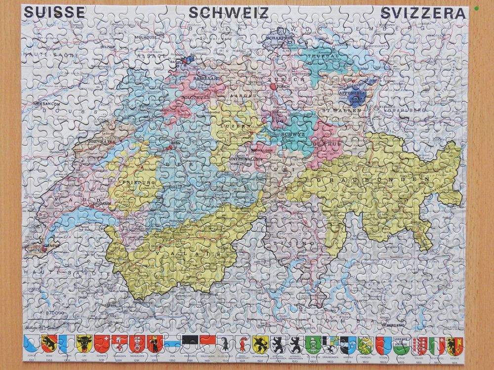 Puzzle Schweiz, Schweizer Kantone, mit Wappen (Gebraucht) in Büttenhardt für CHF 1 – mit ...