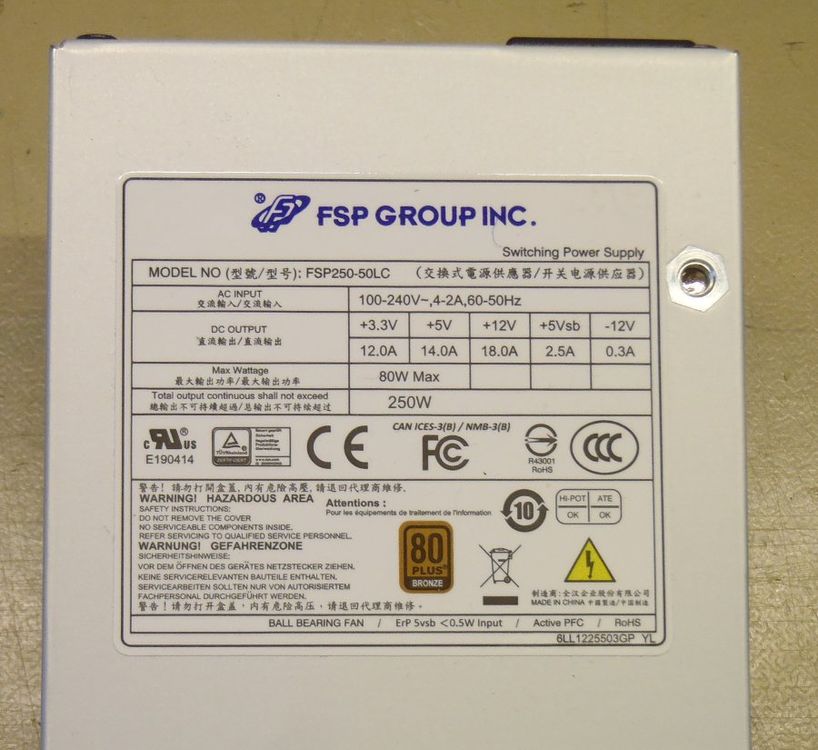 FSP Group FSP250-50LC 250W Server Power Supply Netzteil (Gebraucht) in ...