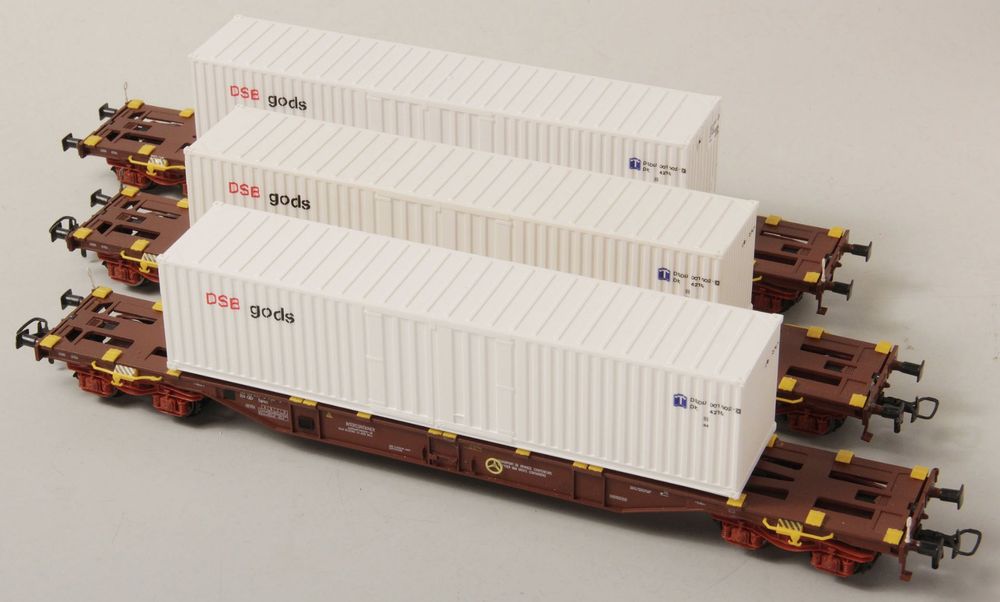 3 Stk. Klein Modellbahn Containerwagen H0 AC (S58) (Gebraucht) in ...