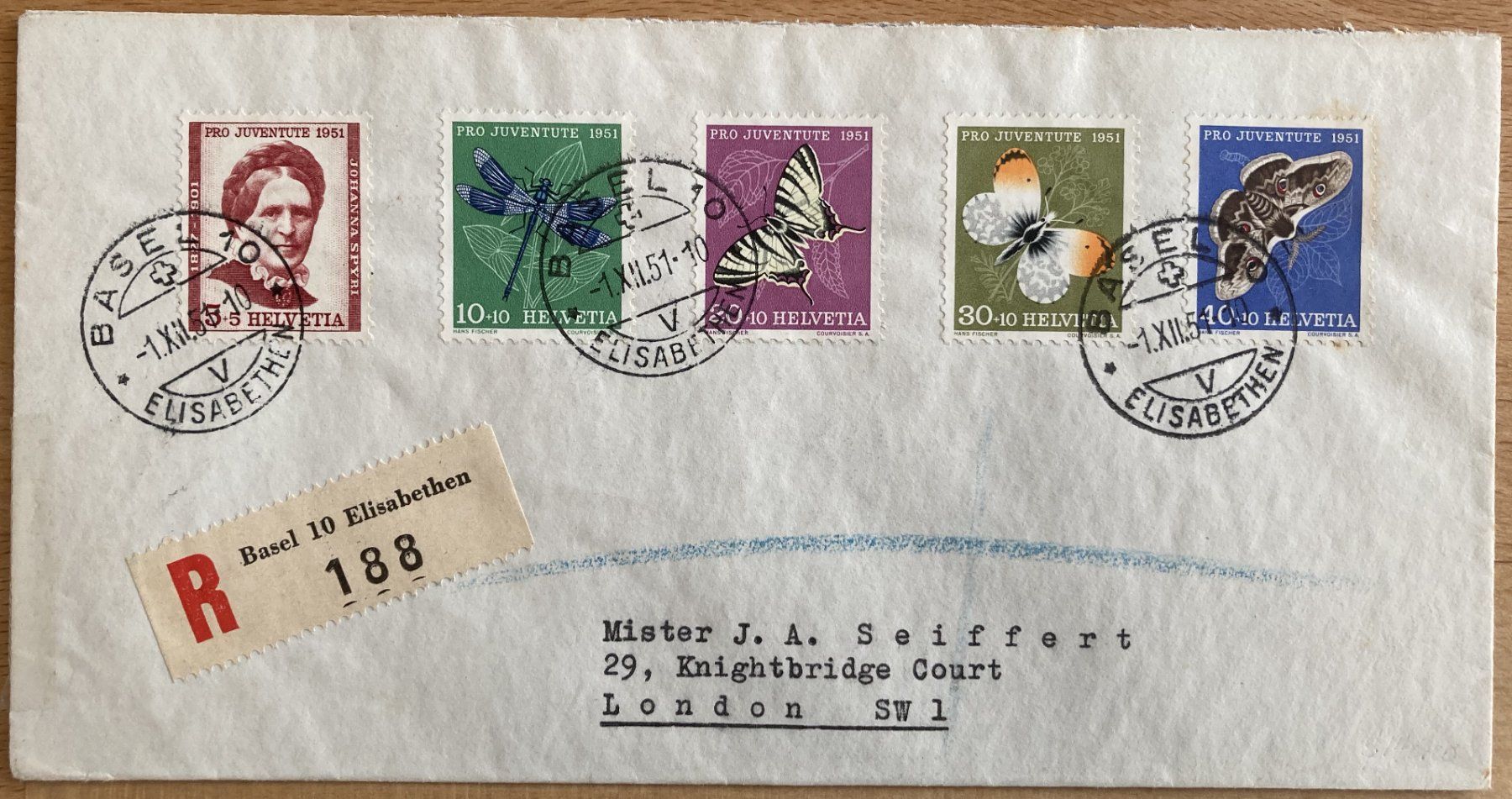 R-FDC Pro Juventute 1951 ET Basel nach London, SBK 240 Fr. (Gebraucht) in Flawil für CHF 24 ...