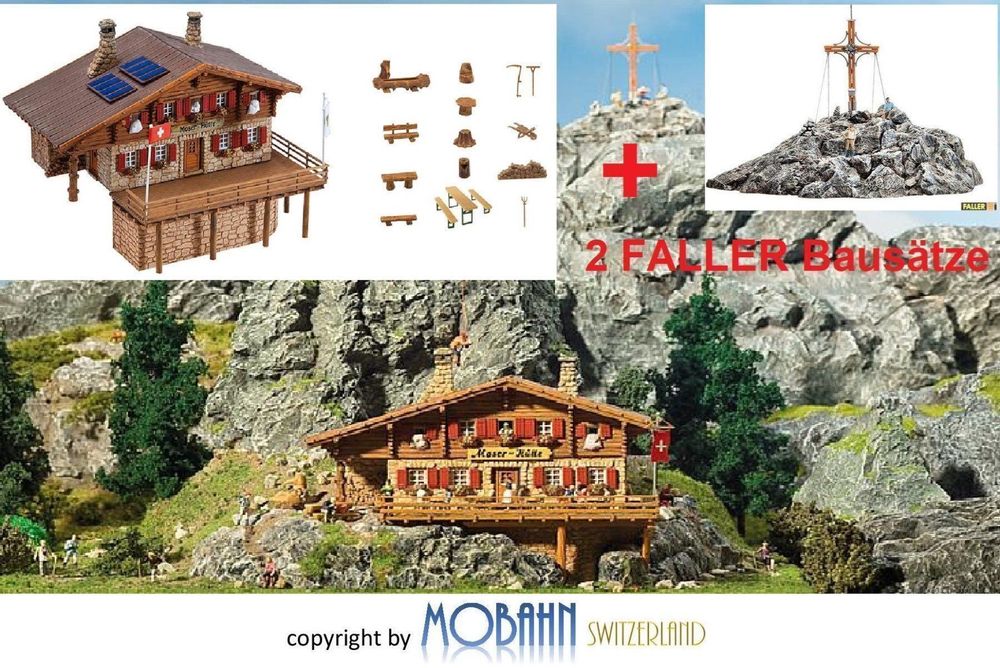 FALLER Hochgebirgshütte und Gipfelkreuz 1:87 H0 (Neu und ...
