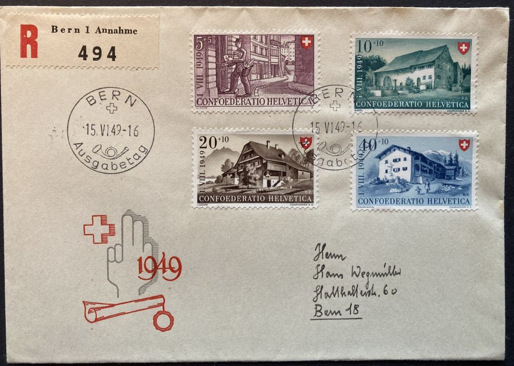 R-FDC Pro Patria 1949 illustriert mit P2, SBK 300 Fr. (Gebraucht) in Flawil für CHF 60 – mit ...