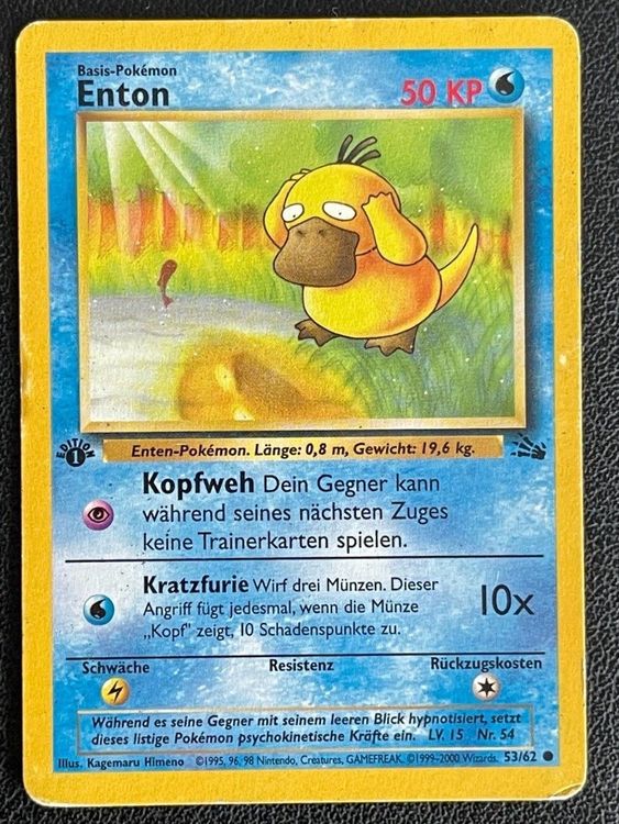1999 Enton 53/62 Pokémon Fossil 1st. Edition ab 1 (Neu (gemäss ...