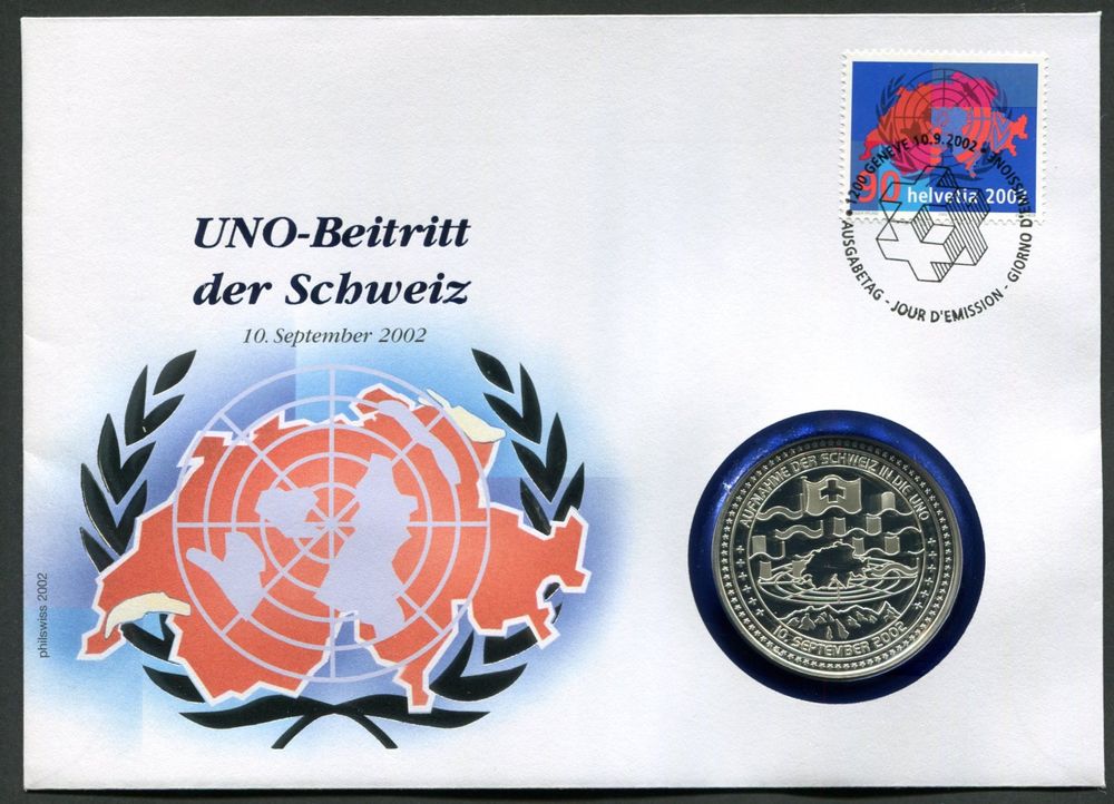 Numisbrief UNO-Beitritt der Schweiz 10.9.2002 (Gebraucht) in Röthenbach i. E. für CHF 8 – mit ...