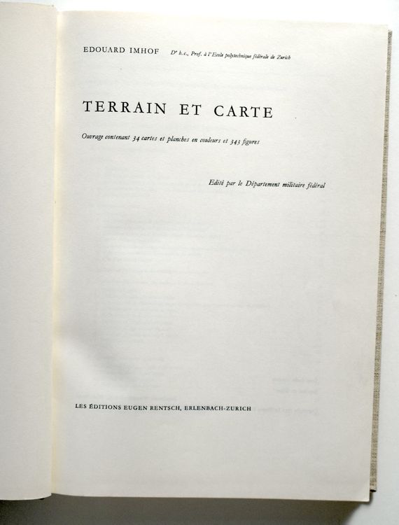 RARITÄT Eduard Imhof Kartografie Topografie Terrain et Carte (Gebraucht ...