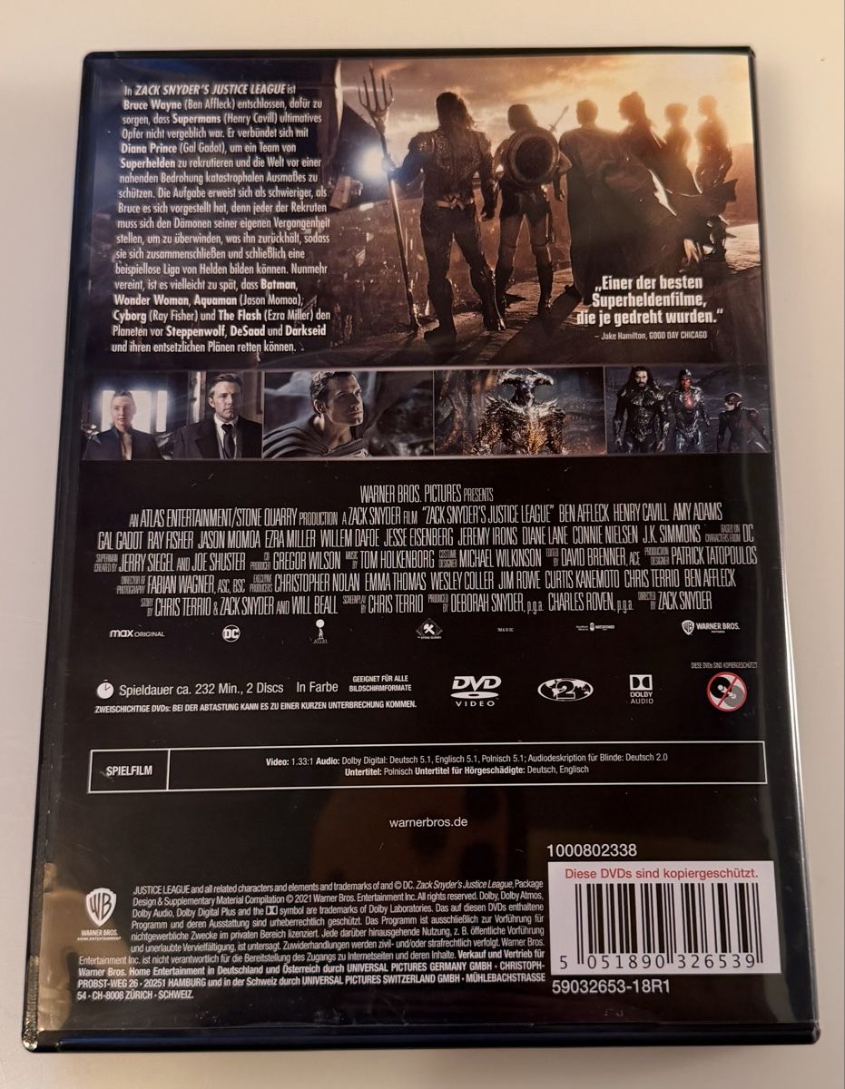 Zack Snyder's Justice League DVD - Top Zustand! (Gebraucht) in Wila für ...