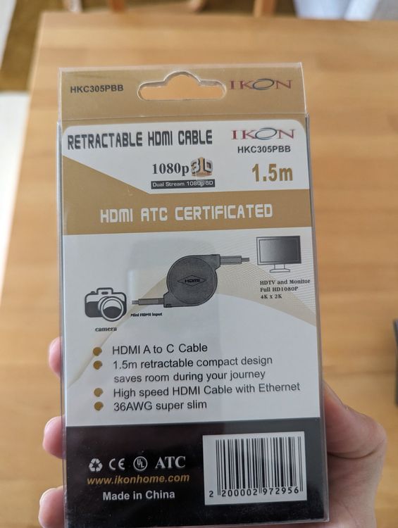 1,5m HDMI to mini-HDMI (retractable) (Neu und originalverpackt) in ...