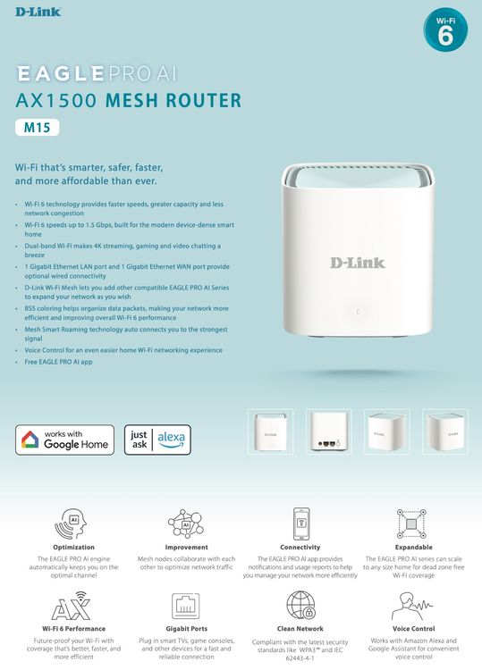 D-Link Eagle Pro AI AX1500 - Mesh System M15 (3-Pack) (Neu und ...