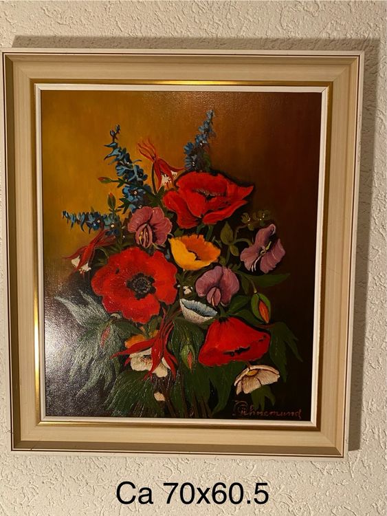 Blumenbild Mohnblumen Öl-Gemälde Frühling | Kaufen auf Ricardo