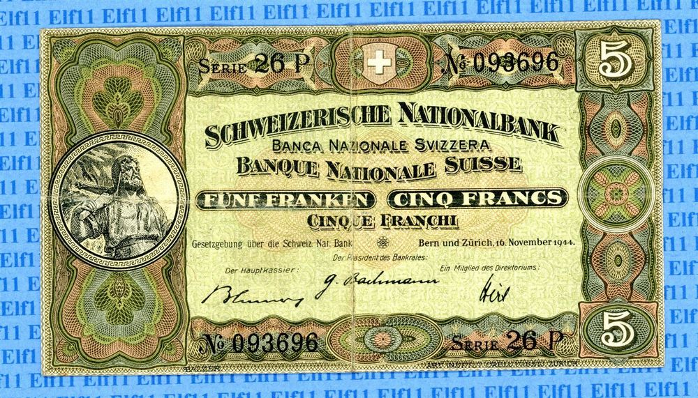 CHF___5.00 19441116 gebrochen Banknote 5 Franken (Gebraucht) in Widnau ...