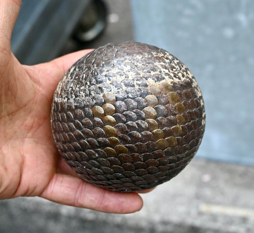 Antik genagelte PETANQUE / BOULE Kugel Nr 10 "Gold“ (Gebraucht) in ...