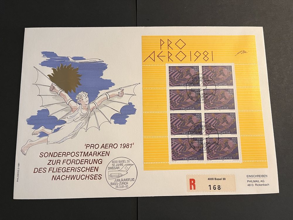 1981 Pro Aero Grossbrief mit Kleinbogen, R-FDC | Kaufen auf Ricardo