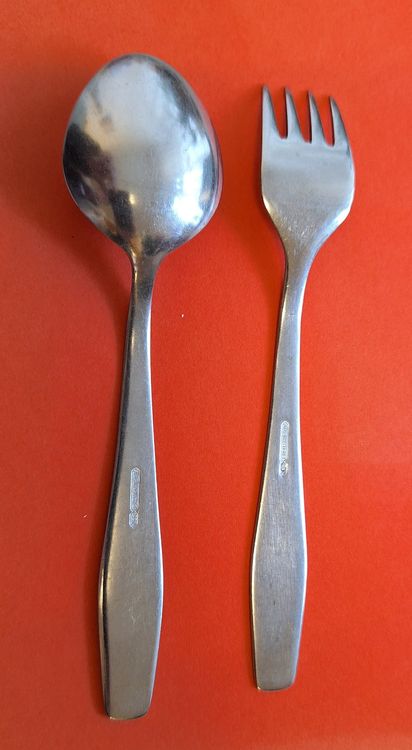 Kinderbesteck Katze Bär Gabel Löffel ABS rostfrei DDR (Gebraucht) in ...