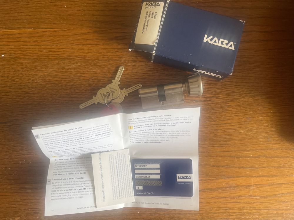 Cylindre à bouton Kaba Gemini S avec 4 clés carte sécurité (Gebraucht) in Vernayaz für CHF 10 ...