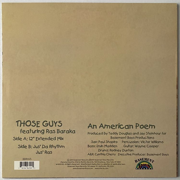Those Guys, An American Poem (Tribal, Tribal House) (Gebraucht) in ...