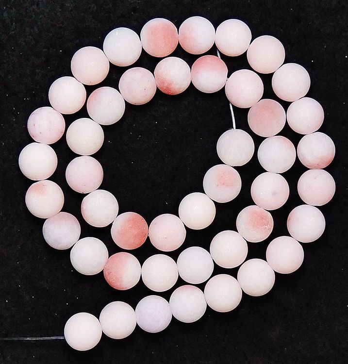 1 Strang natürliche rosa-weisse matte Jade Perlen 10 mm (Neu (gemäss ...