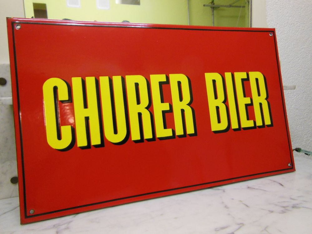 sehr seltenes Schweizer Emailschild: Churer Bier | Kaufen auf Ricardo