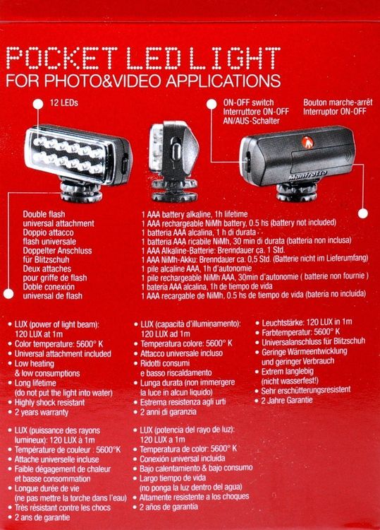 MANFROTTO ML 120 - 12 LED Pocket Light (Neu und originalverpackt) in ...