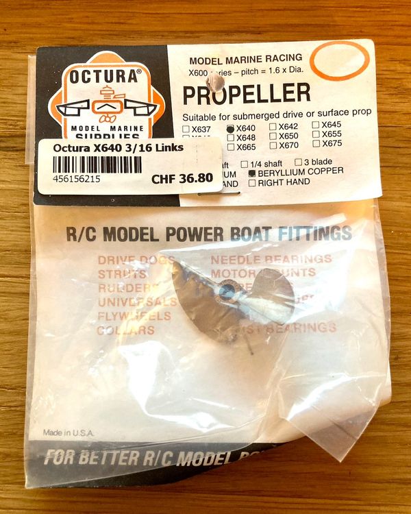 Propeller boat COPPER 40mm OCTURA X640 3/16 links 2blatt | Kaufen auf Ricardo