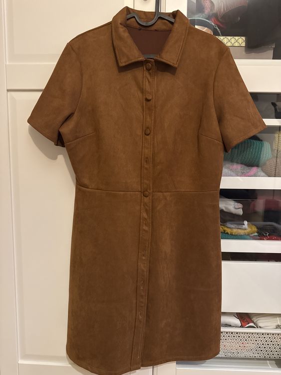 Braunes Kunstlederkleid mit Knöpfen | Onesize (Neu (gemäss Beschreibung ...