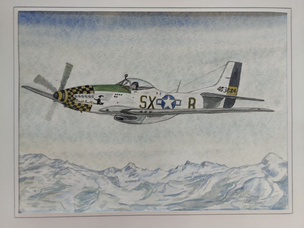 Gemälde Bild Aquarell Flugzeug von W. Zaugg 1998 61x 51 | Kaufen auf Ricardo
