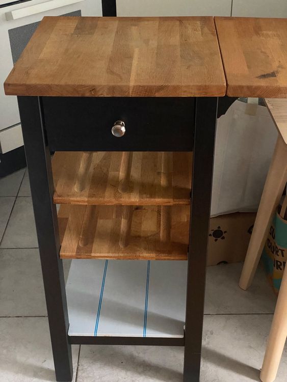 Ikea STENSTORP Kitchen trolley, black/oak | Kaufen auf Ricardo