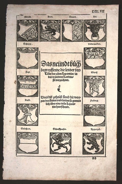 Wappen der Kantone Holzschnitt Stumpf 1586 (Gebraucht) in Rafz für CHF 40 – mit Lieferung auf ...