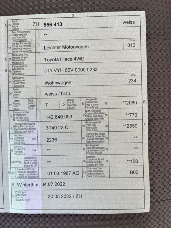 Toyota Hiace H60 4x4 (Gebraucht) in Flaach für CHF 5800 – nur Abholung ...
