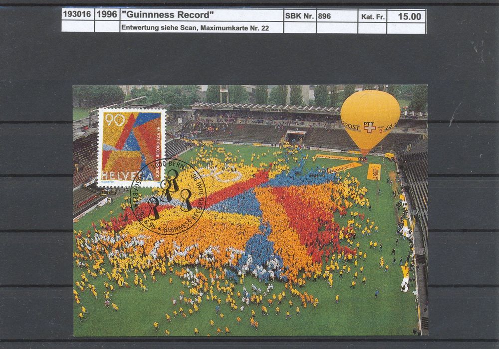 1996 Guinness Record, Maximumkarte Nr. 22 (Gebraucht) in Winterthur für CHF 7.5 – mit Lieferung ...