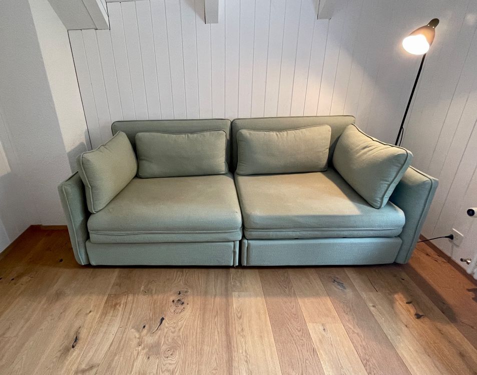 IKEA VALLENTUNA 2 SITZELEMENT & 2 BETTSOFAS – HILLARRED GRÜN (Gebraucht ...