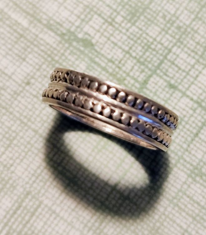 Bague ethnique en argent - pointillé - 1.7cm! Taille 52 (D'occasion) à ...