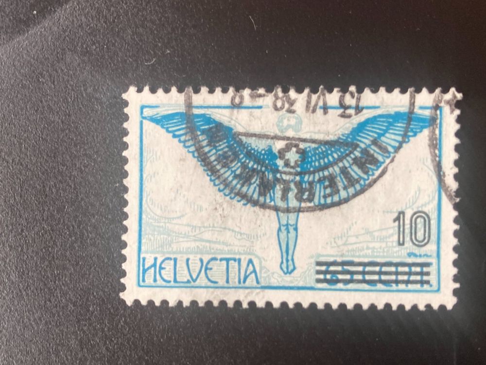 Schweiz 1938 Ikarus 10a 65Rp Vollstempel INTERLAKEN 13.VI.38 (Gebraucht) in Liestal für CHF 1 ...