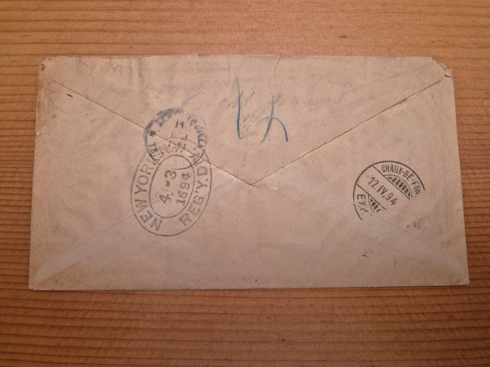 Columbien R-Brief 1894 nach Chaux de Fond gem.Bilder (Gebraucht) in ...