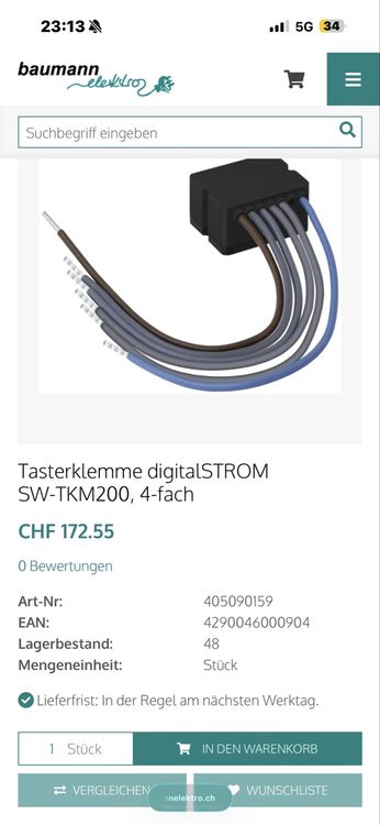 A21 digitalSTROM SW-TKM200 Tasterklemme 4-fach (Neu und ...