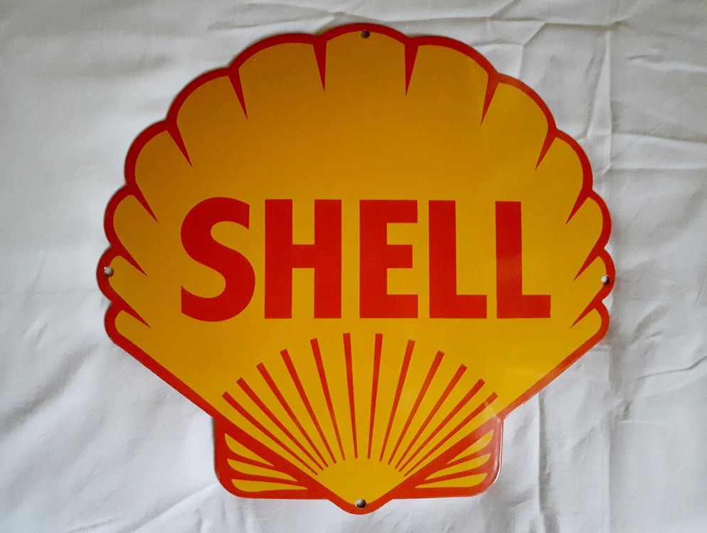 SHELL Muschel Emailschild (Tankstelle) Oil Benzin Diesel | Kaufen auf ...