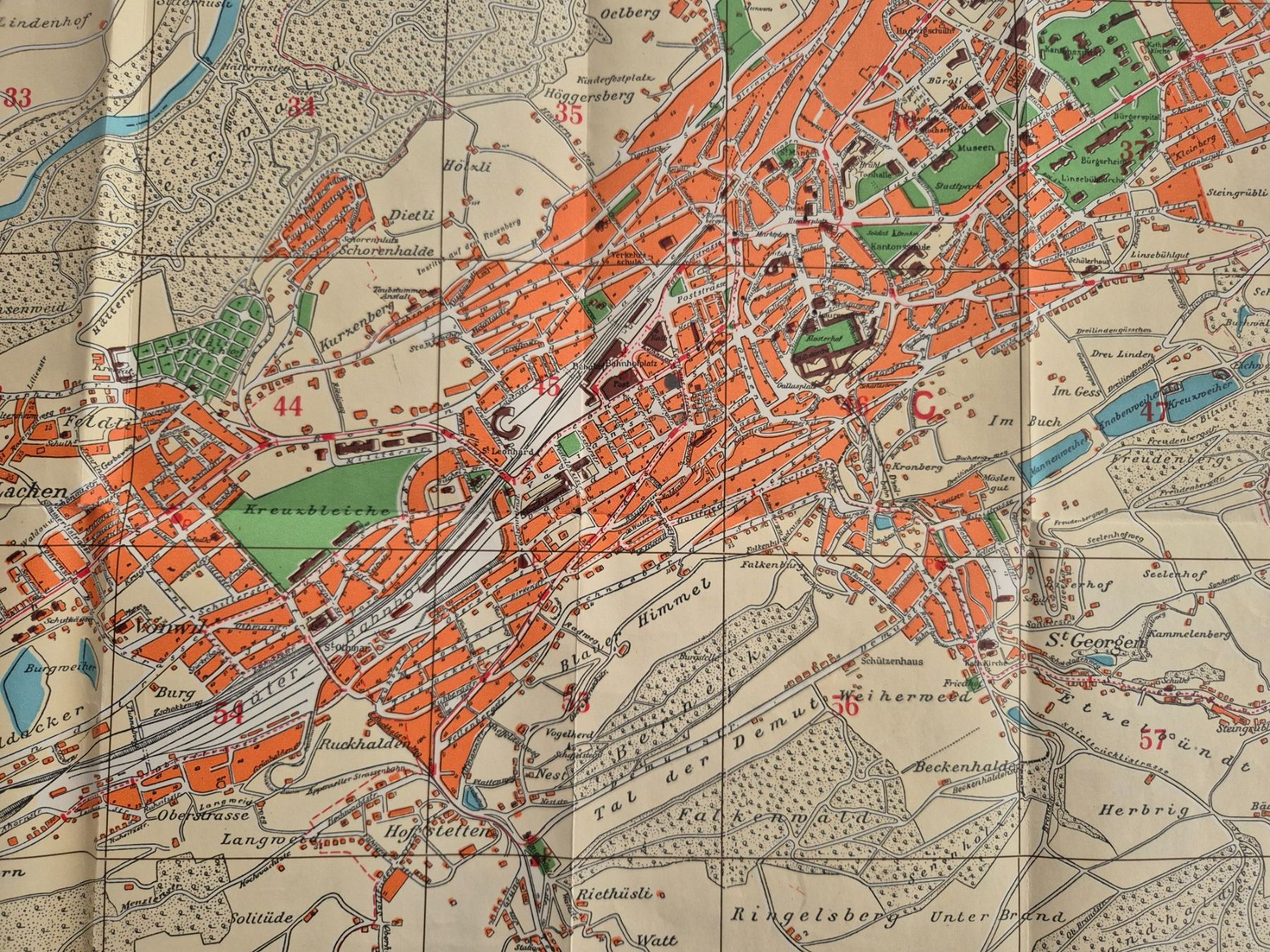 Rarität alter Stadtplan St.Gallen ca. 1900, Vintage (Gebraucht) in ...