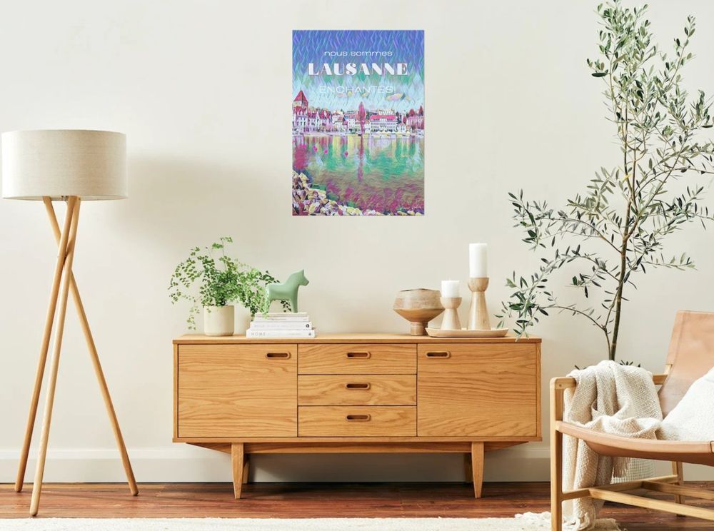 modernes Poster von Lausanne, Schweiz. Schöne Wanddeko! (Neu und ...