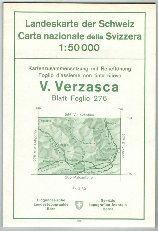 Landkarte V. Verzasca 1962 (Gebraucht) in Zürich für CHF 2 – mit Lieferung auf Ricardo kaufen