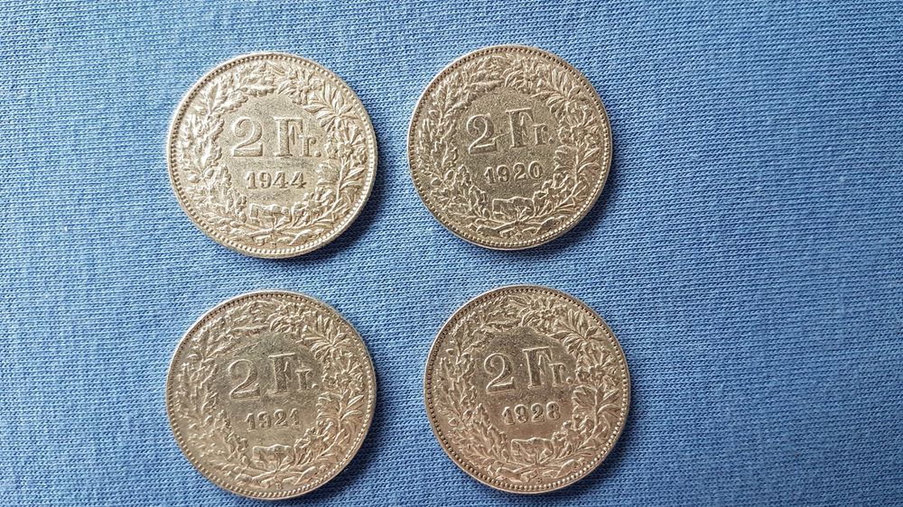 4 x 2 Fr Silbermünzen 1914-1920-1921-1928 ab nur 1.00 Fr !! | Kaufen auf Ricardo