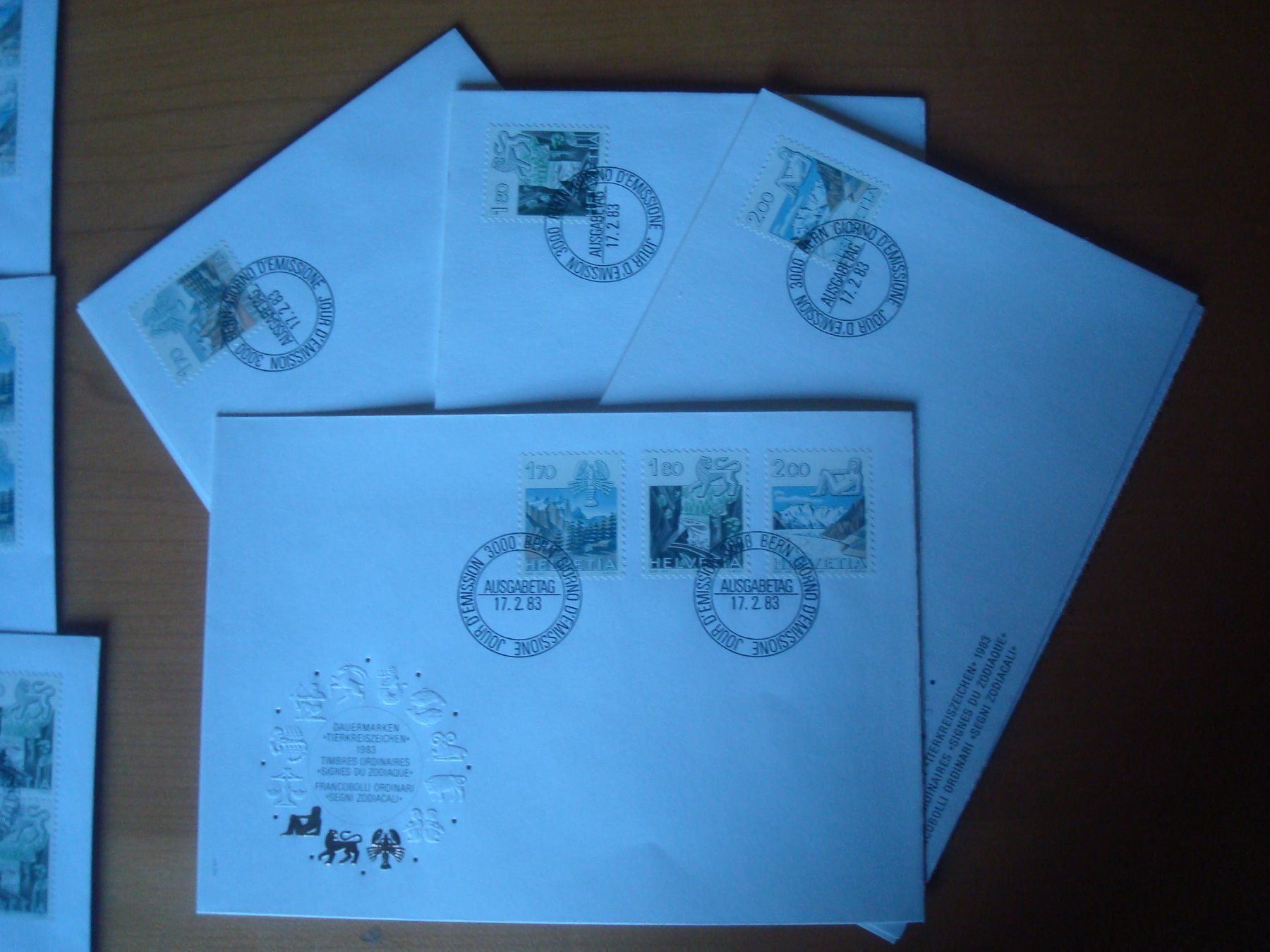 CH 1983 Serie Sternzeichen einzeln und 4er FDC Kafpreis 33.- (Gebraucht) in Gordola für CHF 1 ...