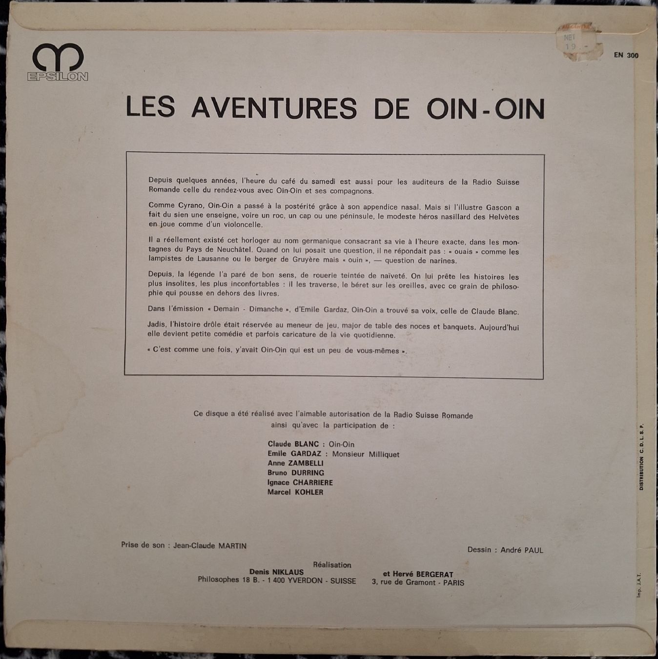 Les aventures de Oin-Oin disque 33T Suisse (D'occasion) à Genève pour ...