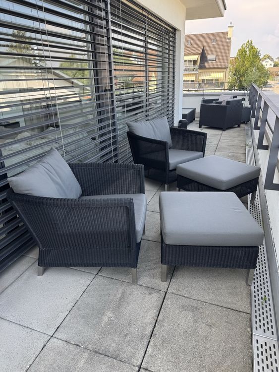 Polyrattan Lounge Gartenmöbel Set schwarz 2 Sessel 3 Hocker (Gebraucht) in Thalwil für CHF 110 ...