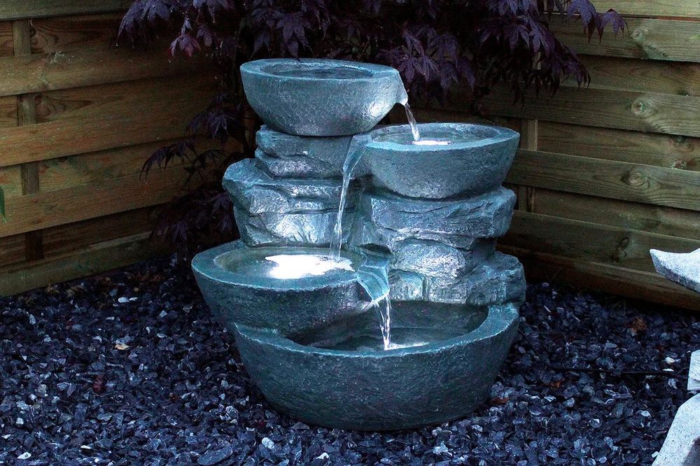Springbrunnen Cascades mit LED Gartenbrunnen Zimmmerbrunnen (Neu ...