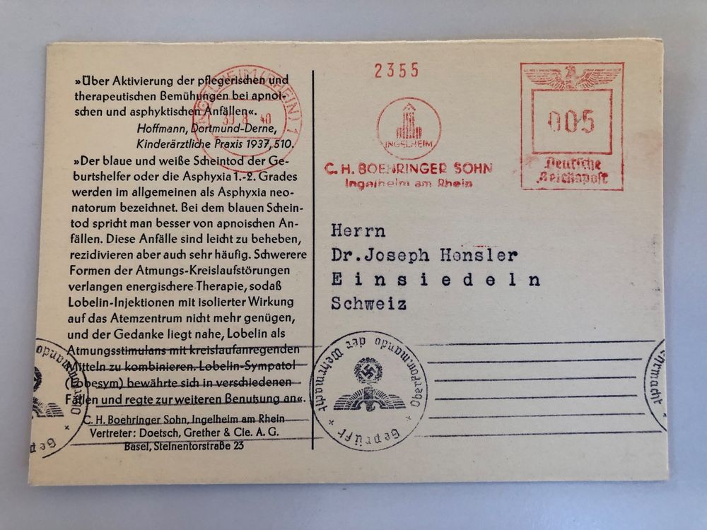 Werbekarte 3. Reich 1940 (Gebraucht) in Lufingen für CHF 4.9 – mit Lieferung auf Ricardo kaufen