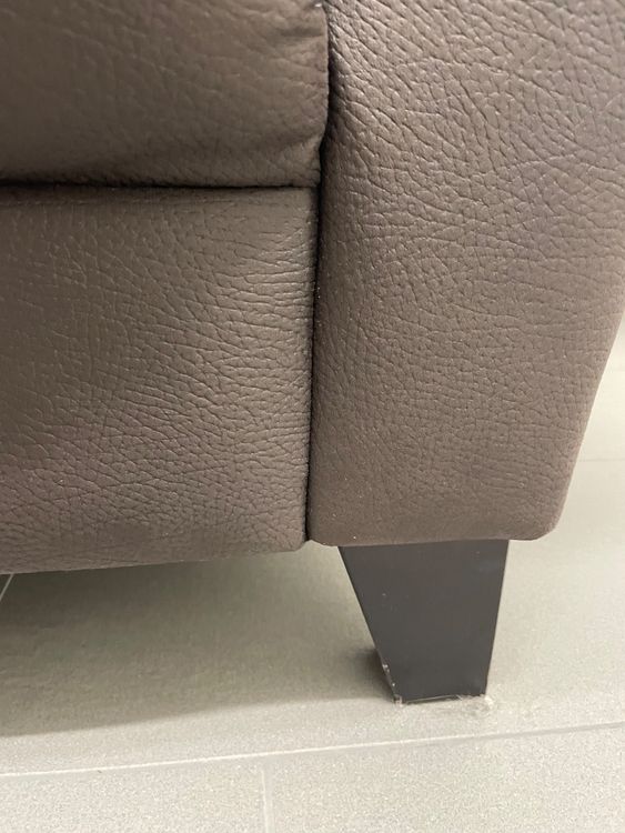 Sofa 2er Anthrazit Braun Alcantara Leder 2 Sitzer Holzfüsse | Kaufen auf Ricardo